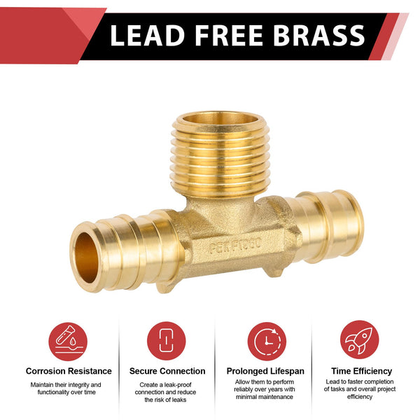 PEX A Expansion 3/4" PEX x 3/4" PEX x 1/2" Male Threaded F1960Tee (Lea – Plumbingsell