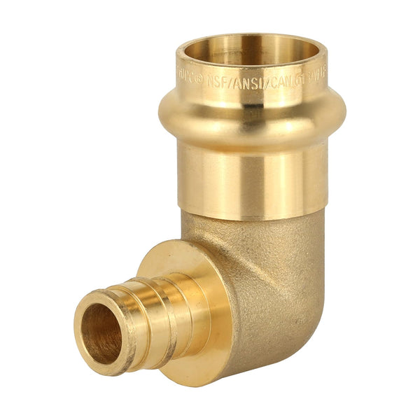 3/4" Copper Press x 1/2" PEX Expansion Brass Elbow (Lead Free ...