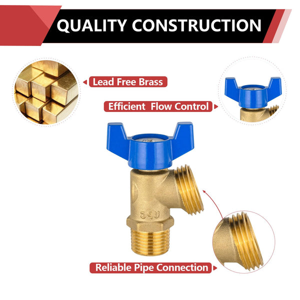 1/2" MIP x 3/4" MHT Boiler Drain Valve,1/4 Turn – Plumbingsell