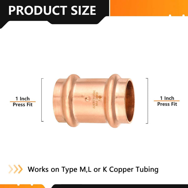 EFIELD 30 Pcs 1" Press Copper Coupling w/Stop (Lead Free) – Plumbingsell