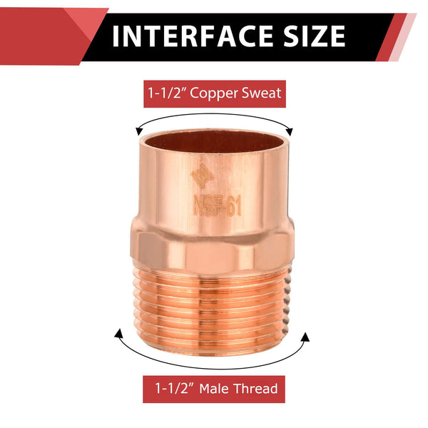1-1/2" C X MNPT Copper Male Adapter – Plumbingsell