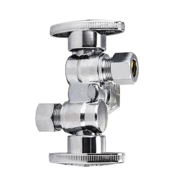 EFIELD 1/2" FIP x 3/8" OD Compr. x 3/8" OD Compr. Dual Stop Valve, 1/4 ...
