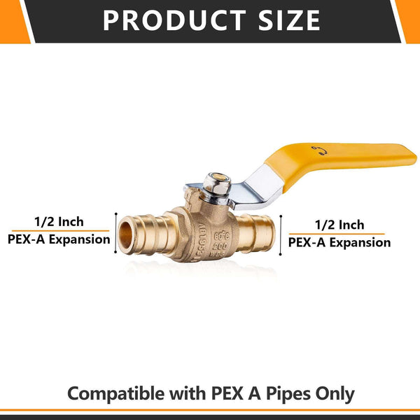 EFIELD 1/2" PEX Expansion Ball Valve, Yellow (Lead Free) – Plumbingsell