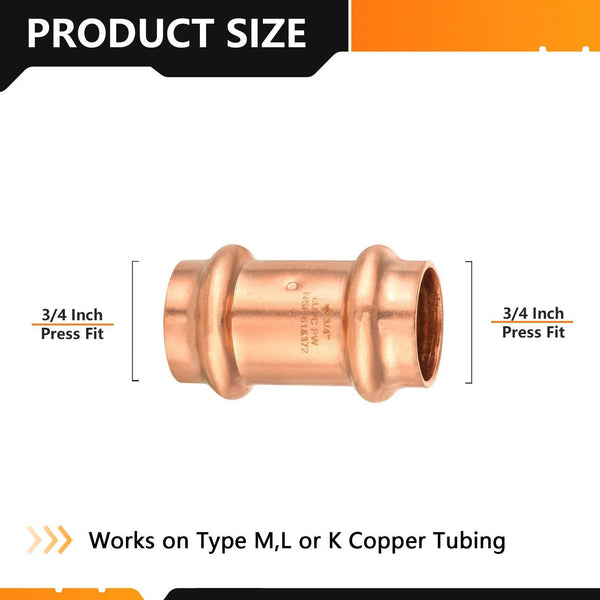 EFIELD 3/4" Press Copper Coupling w/Stop (Lead Free) – Plumbingsell