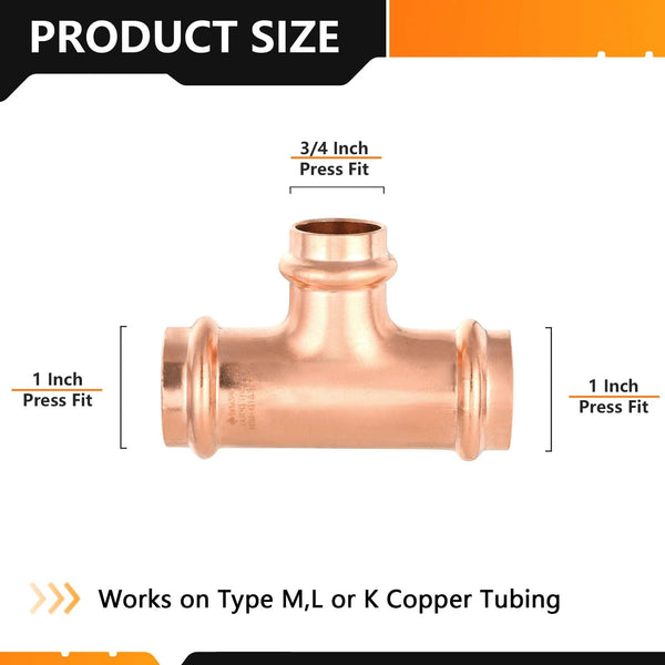 EFIELD 1" x 1" x 3/4" Press Copper Tee (Lead Free) – Plumbingsell