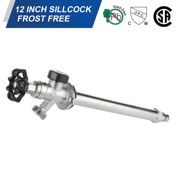 1/2" PEX Expansion x 3/4" Hose Bibb, 12" Anti Siphon Frost Free Sillco ...