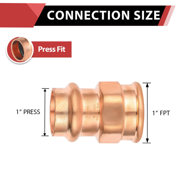 EFIELD 1" Press Copper x 1" Female Threaded Adapter (Lead Free ...