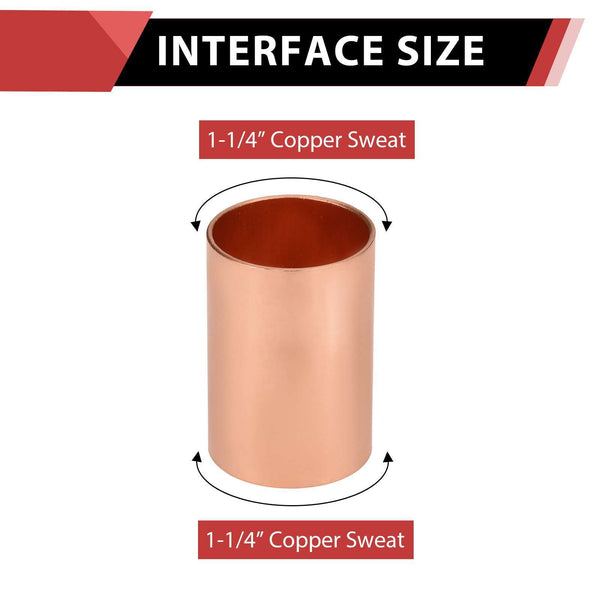 EFIELD 1-1/4" Copper Coupling, No Stop – Plumbingsell