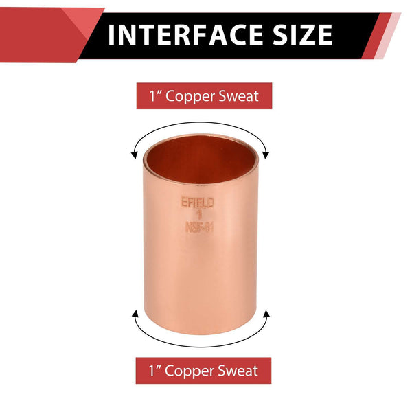 EFIELD 1" Copper Coupling, No Stop – Plumbingsell