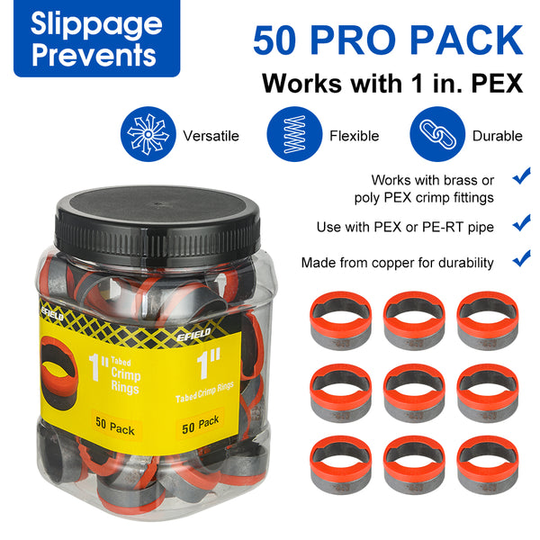 EFIELD PEX Copper Rings 1", w/End Stop, 50 Pro Pack – Plumbingsell