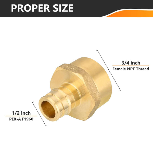 EFIELD 30 Pcs PEX A Expansion 1/2" PEX x 3/4" Female Threaded F1960 ...