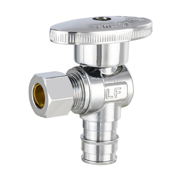 EFIELD 1/2" PEX Expansion x 3/8" OD Compr. Angle Stop Valve, 1/4 Turn ...