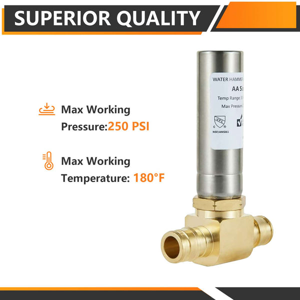 EFIELD 1/2" PEX-A Expansion Connection, Tee Water Hammer Arrestor ...