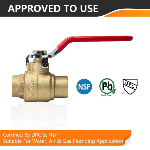 EFIELD 10 Pcs 1" Sweat Ball Valve, Red (Lead Free) – Plumbingsell