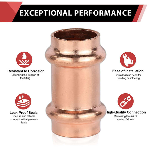 EFIELD 3/4" Copper Press Coupling NO Stop (Lead Free) – Plumbingsell