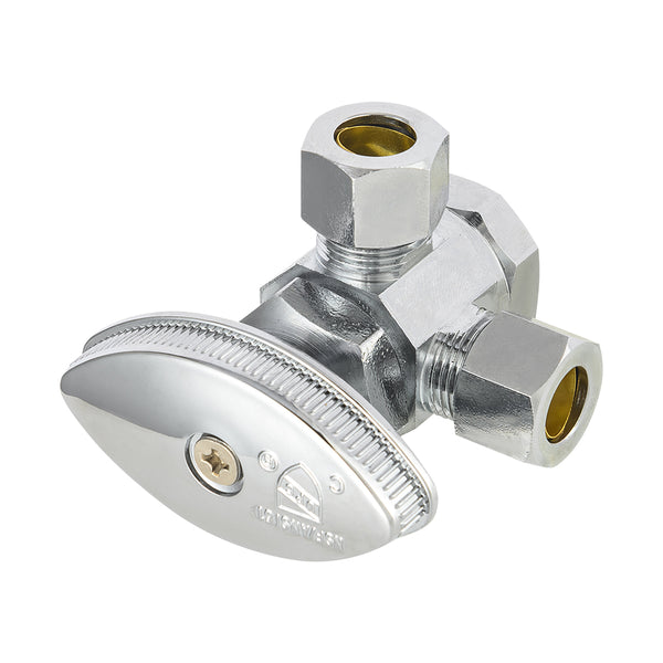 EFIELD 1/2" FIP x 3/8" OD Compr. x 3/8" OD Compr. Dual Angle Stop Valve ...