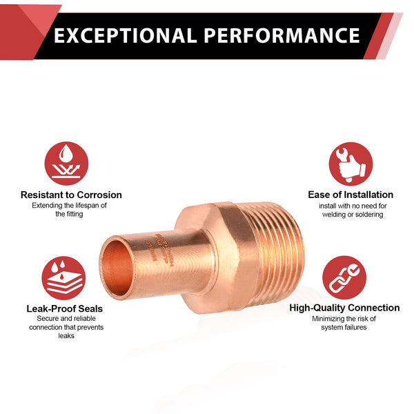 EFIELD 1/2" FTG Press x 3/4" Male Threaded Copper Street Adapter (Lead ...