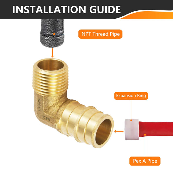 EFIELD PEX A Expansion 3/4" PEX x 1/2" Male NPT Elbow (Lead Free ...