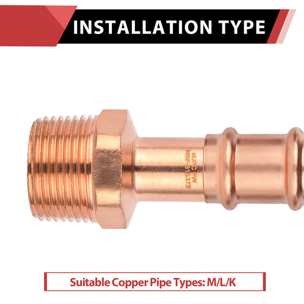 FTG Press x Male Threaded Copper Reducing Adapter (Lead Free) - Pick S ...