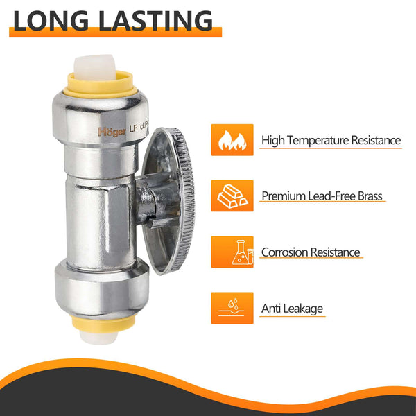 1/2" Push Connect x 1/2" Push Connect Stop Valve (Lead Free) - Pick Si ...