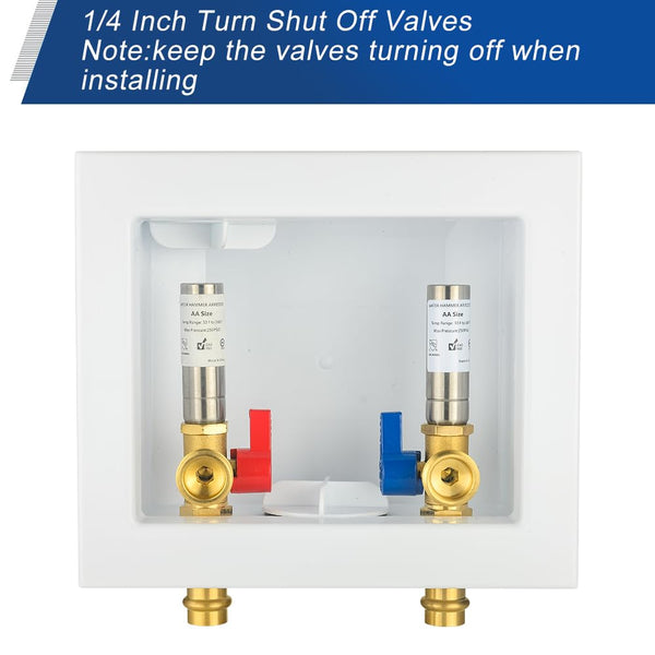 1/2" Copper Press Inlet, Washing Machine Outlet Box, with SS Water Ham ...