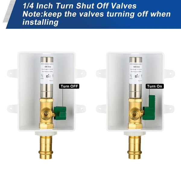 EFIELD 1/2" Copper Press Inlet, Ice Maker Outlet Box, with Stainless ...