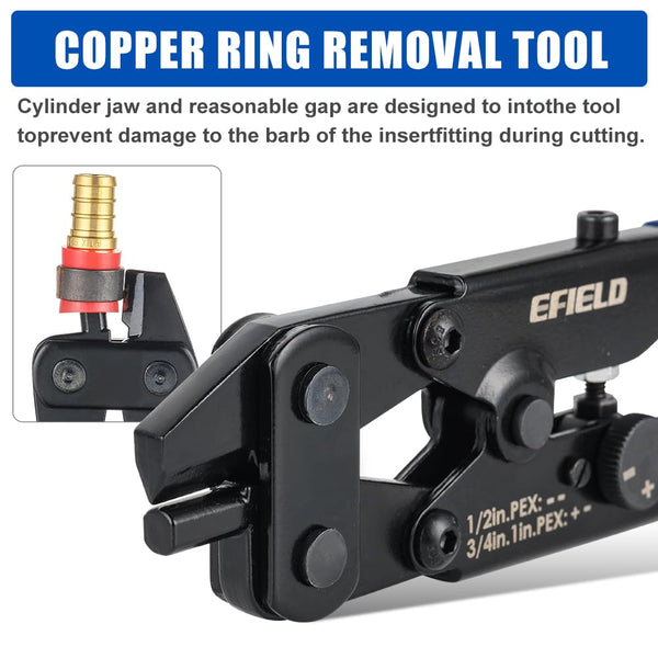 EFIELD 1/2" & 3/4" Pex Crimping Tool with Copper Ring Decrimper, Cutter ...