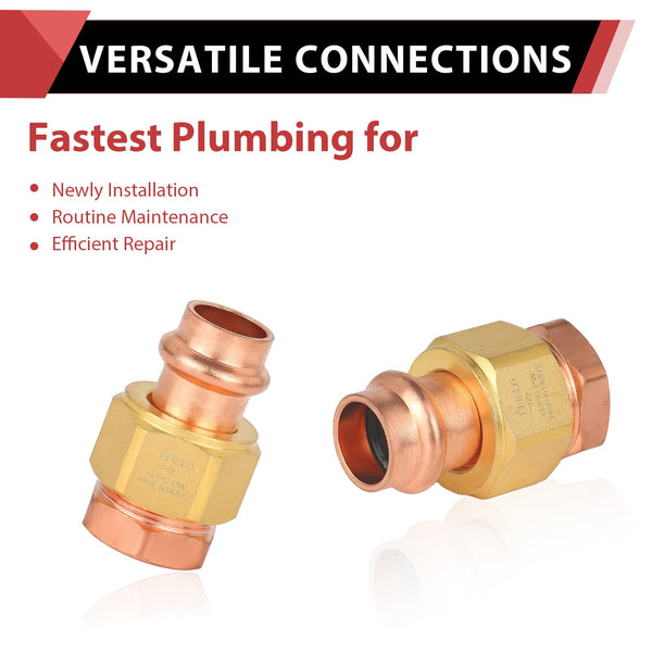 EFIELD 1/2" Press Copper Union x FPT (Female NPT Threaded) (Lead Free ...