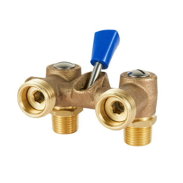 EFIELD 1/2" MPT X 3/4" MHT Brass Dual Washing Machine Shut-Off Valve ...