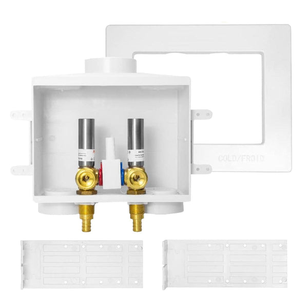 EFIELD 1/2" PEX Crimp (F1807) Inlet, Washing Machine Outlet Box, Single ...