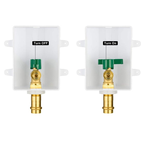 Copper Press Inlet Ice Maker Outlet Box with Installed 1/4 Turn Ball V ...
