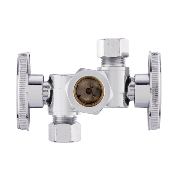 EFIELD 5/8" OD Compr. x 3/8" OD Compr. x 3/8" OD Compr. Dual Stop Valve ...