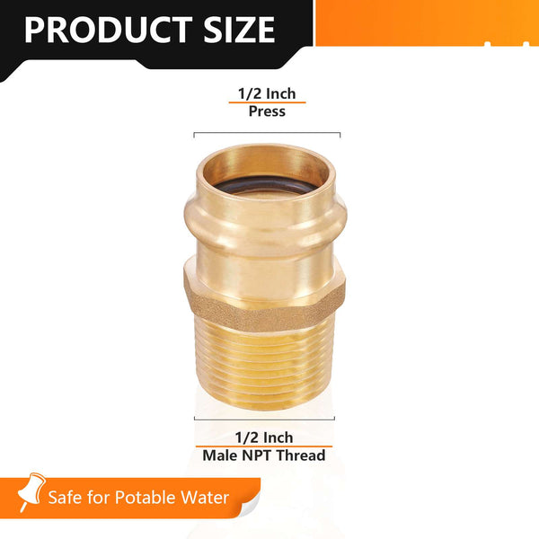 1/2" Press x 1/2" Male Brass Adapter (Lead Free) – Plumbingsell