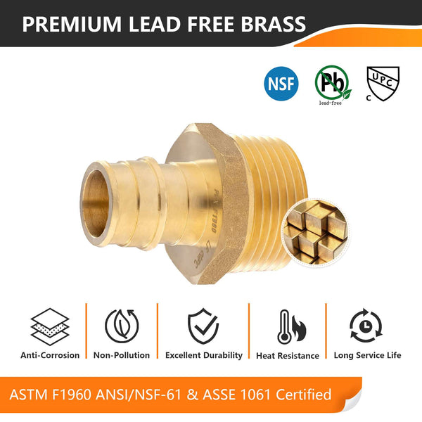 EFIELD PEX A Full Flow Expansion Adapter 3/4" PEX x 1" Male Threaded ...