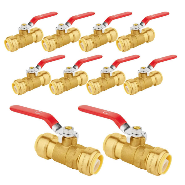 EFIELD 10 Pcs 3/4" Push Fit Ball Valve, Red (Lead Free) – Plumbingsell